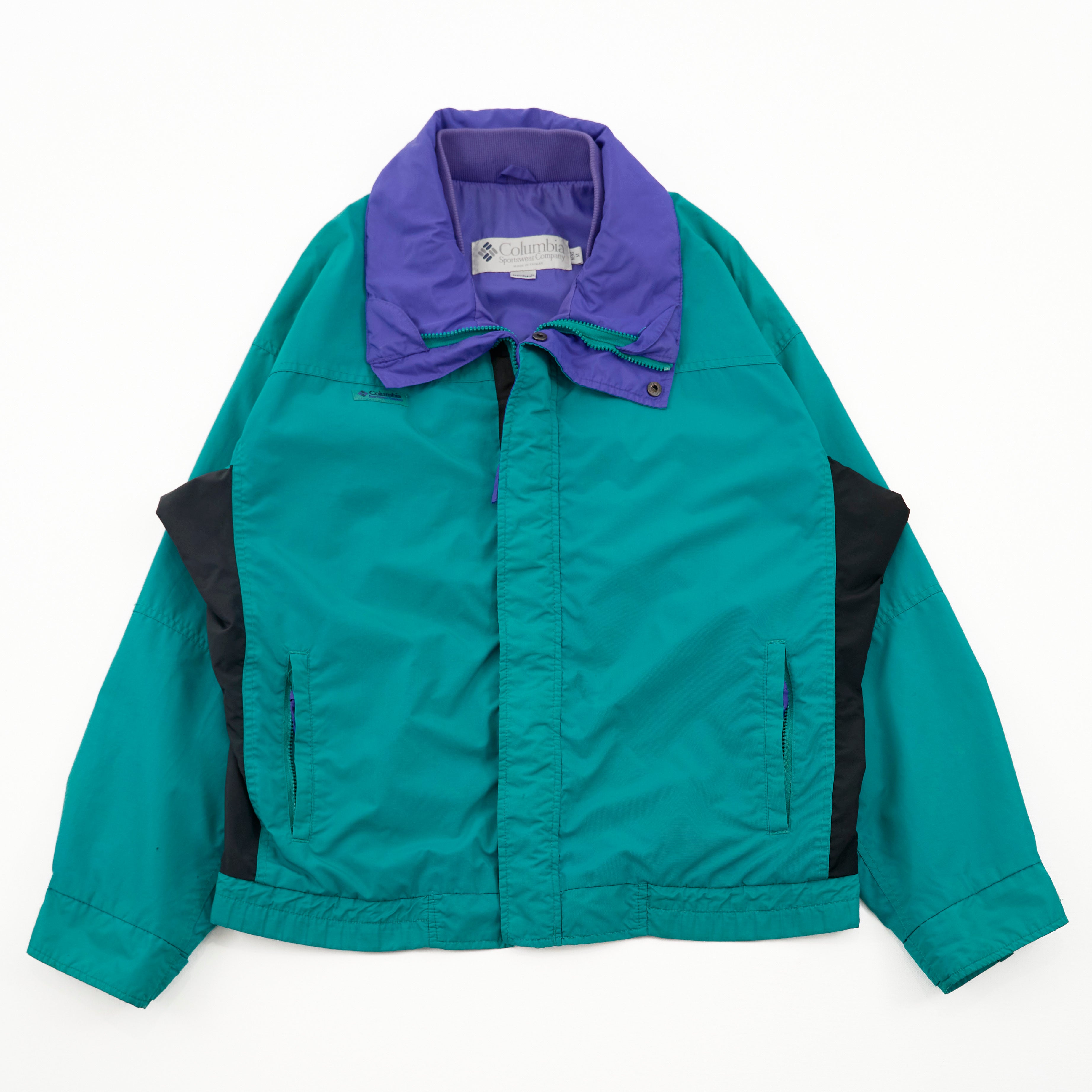Vintage Columbia Turquoise and Black Windbreaker - M – Vintage Packs