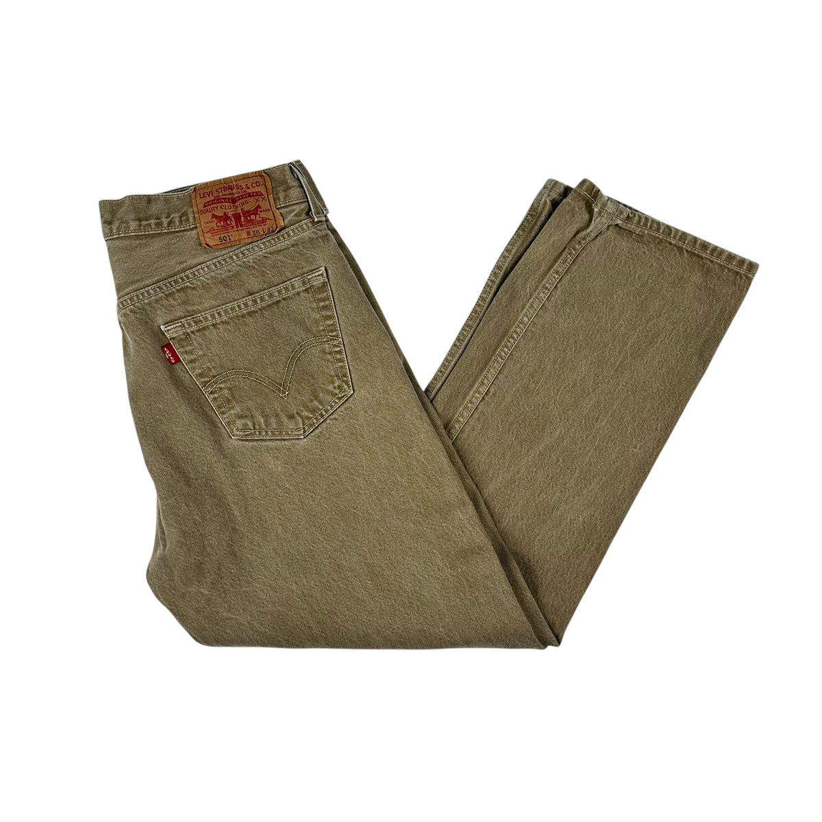 Vintage 501 Levi's Stone Washed Kahki Jeans - 38" X 32" – Vintage Packs