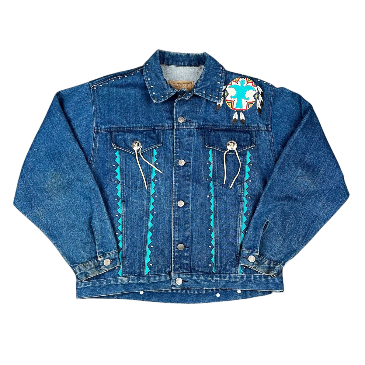 Vintage Handpainted Aztec Denim Jacket - M – Vintage Packs